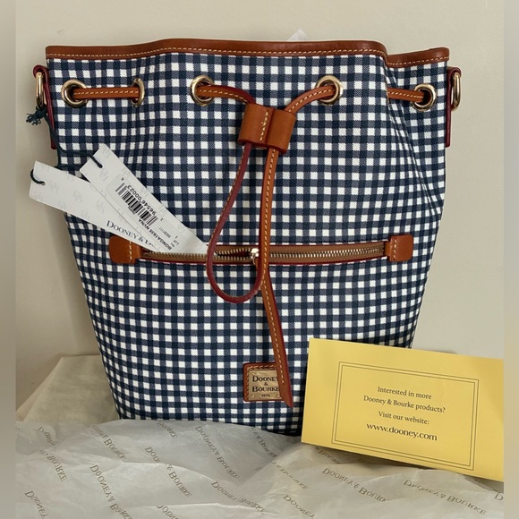 Dooney & Bourke | Bags | Nwt Dooney Bourke Navywhite Gingham Drawstring ...